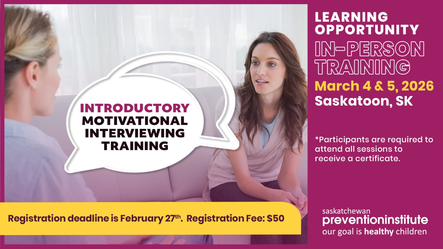 Introductory Motivational Interviewing Training - Saskatchewan ...